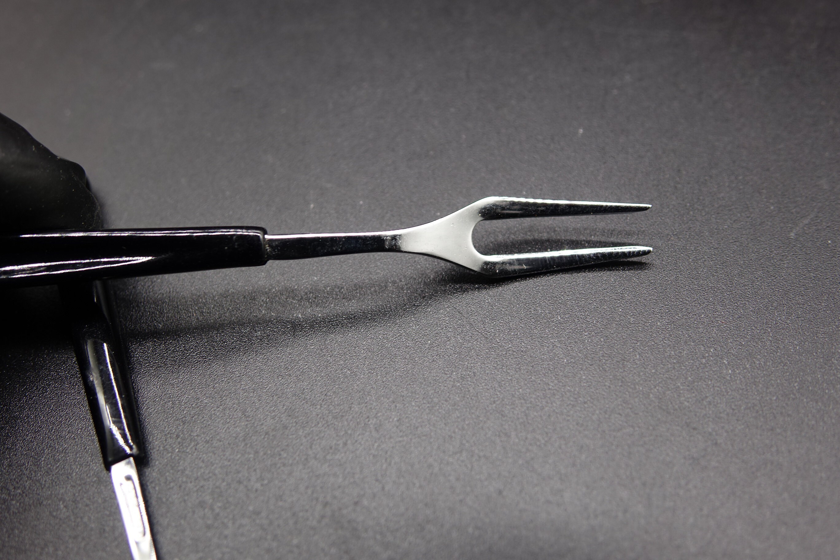 Set of 6 Vintage Cocktail / Cake Forks Crom or Spoons, Black Plastic ...