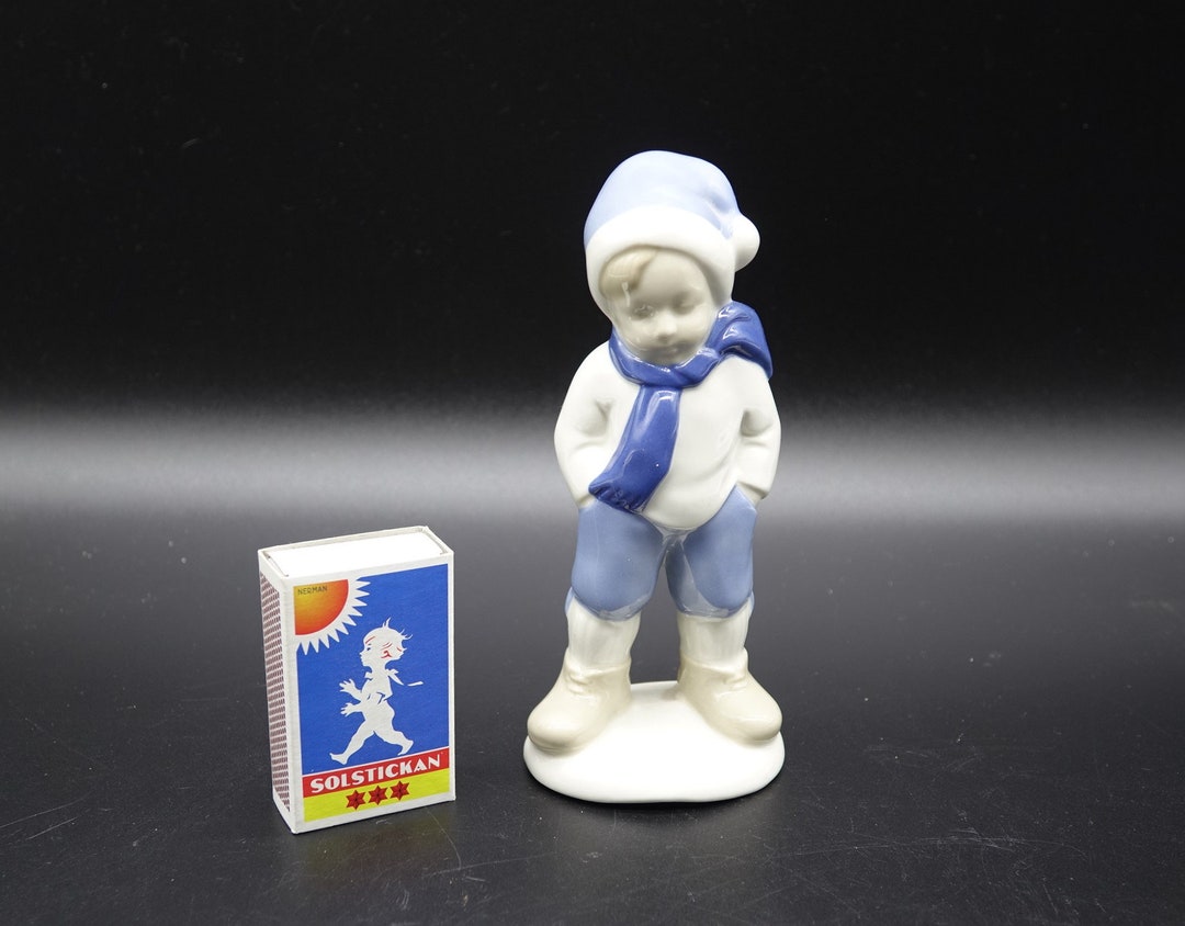 Vintage Ceramic German Figurine Boy With Scarf and Cap. the Figure Haw ...