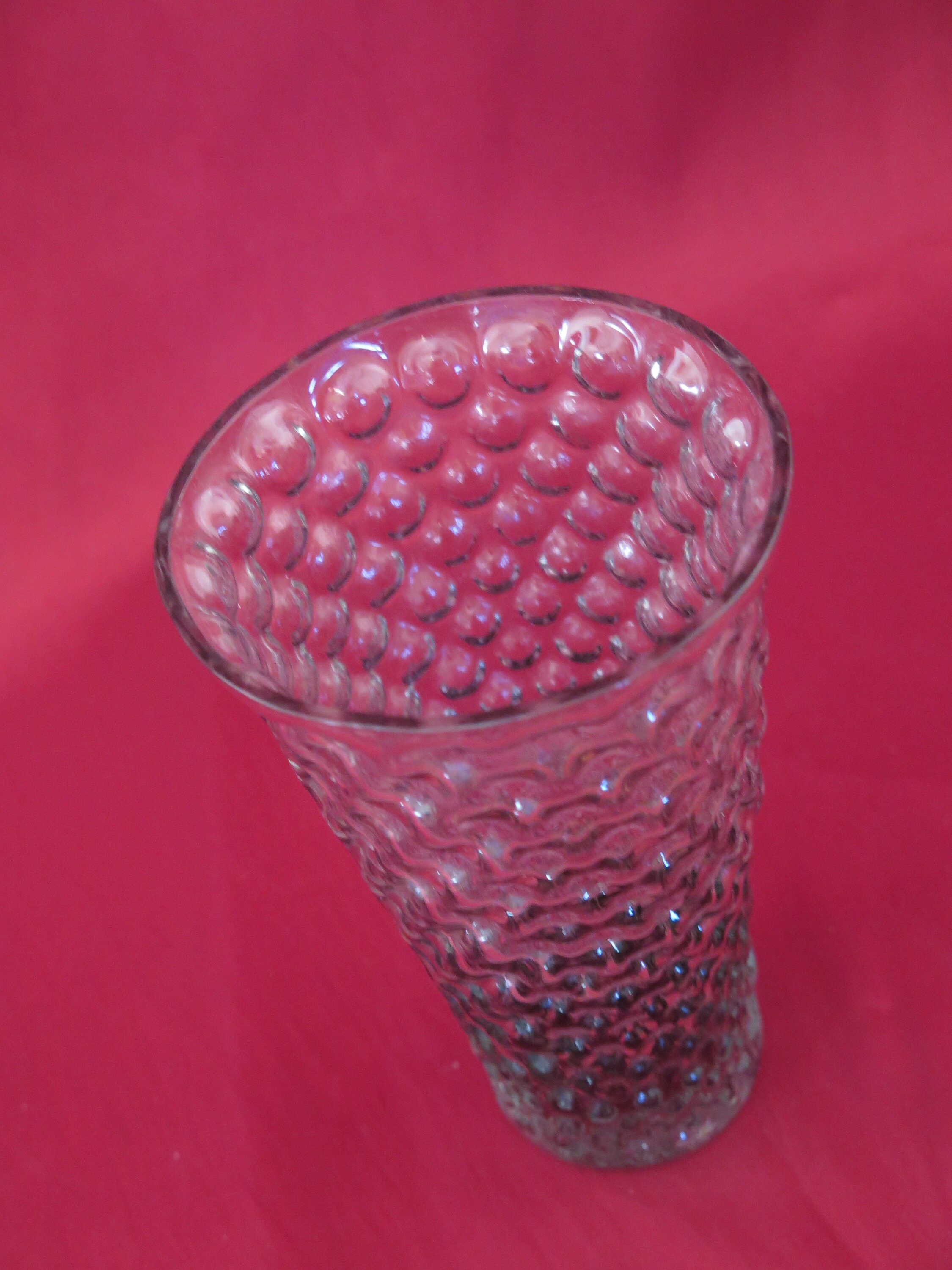 Vintage Glass Vase With Bubbles Patern Transparent Grey/black Color 70 ...