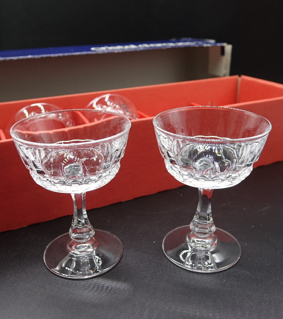 Set of 2 or 6 Vintage Pompadour / All-round Glasses. Cristal Darques 6 ...
