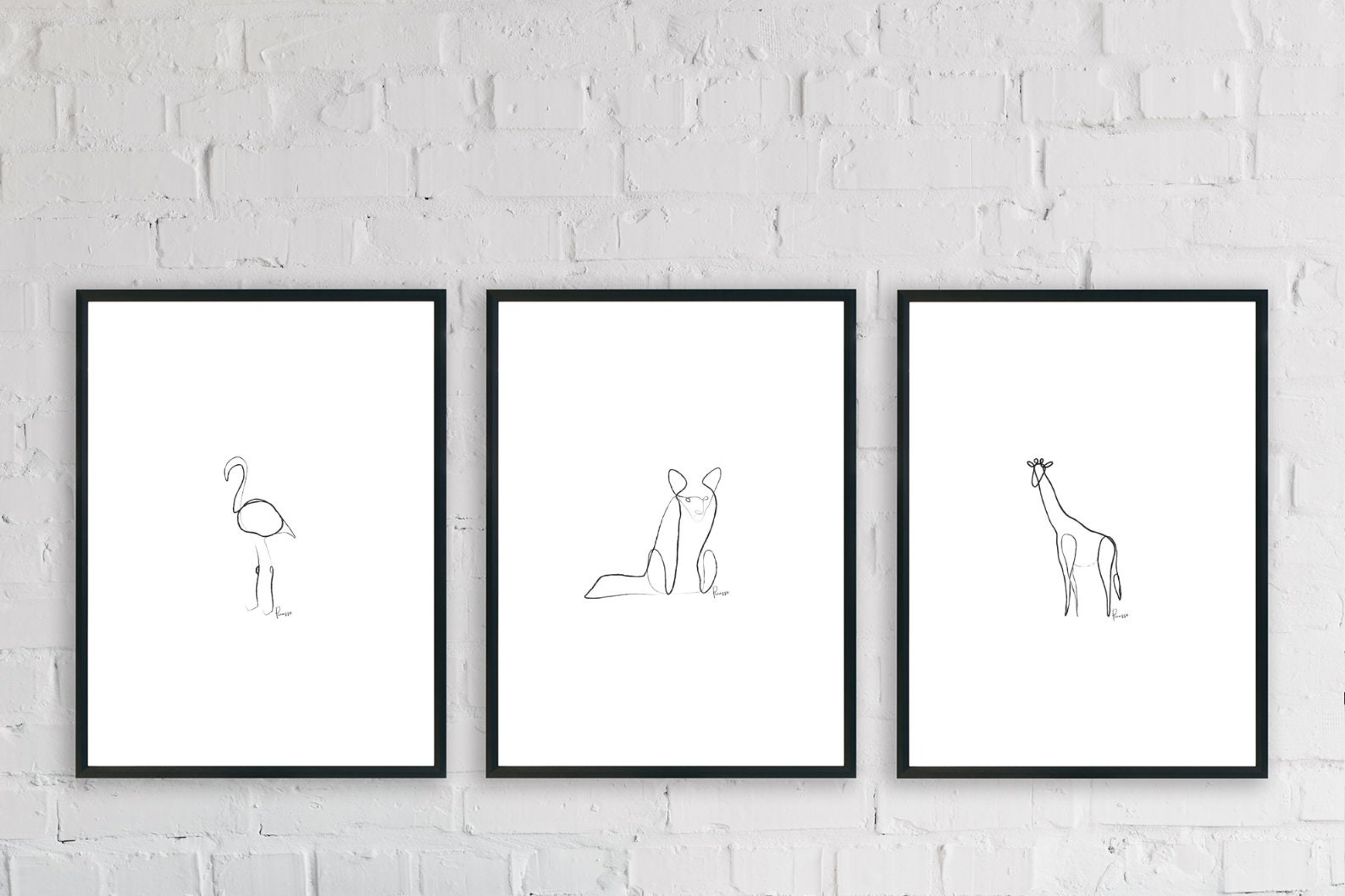Set of 3 Picasso Prints - Line Art Animals, Posters, and More for Your ...