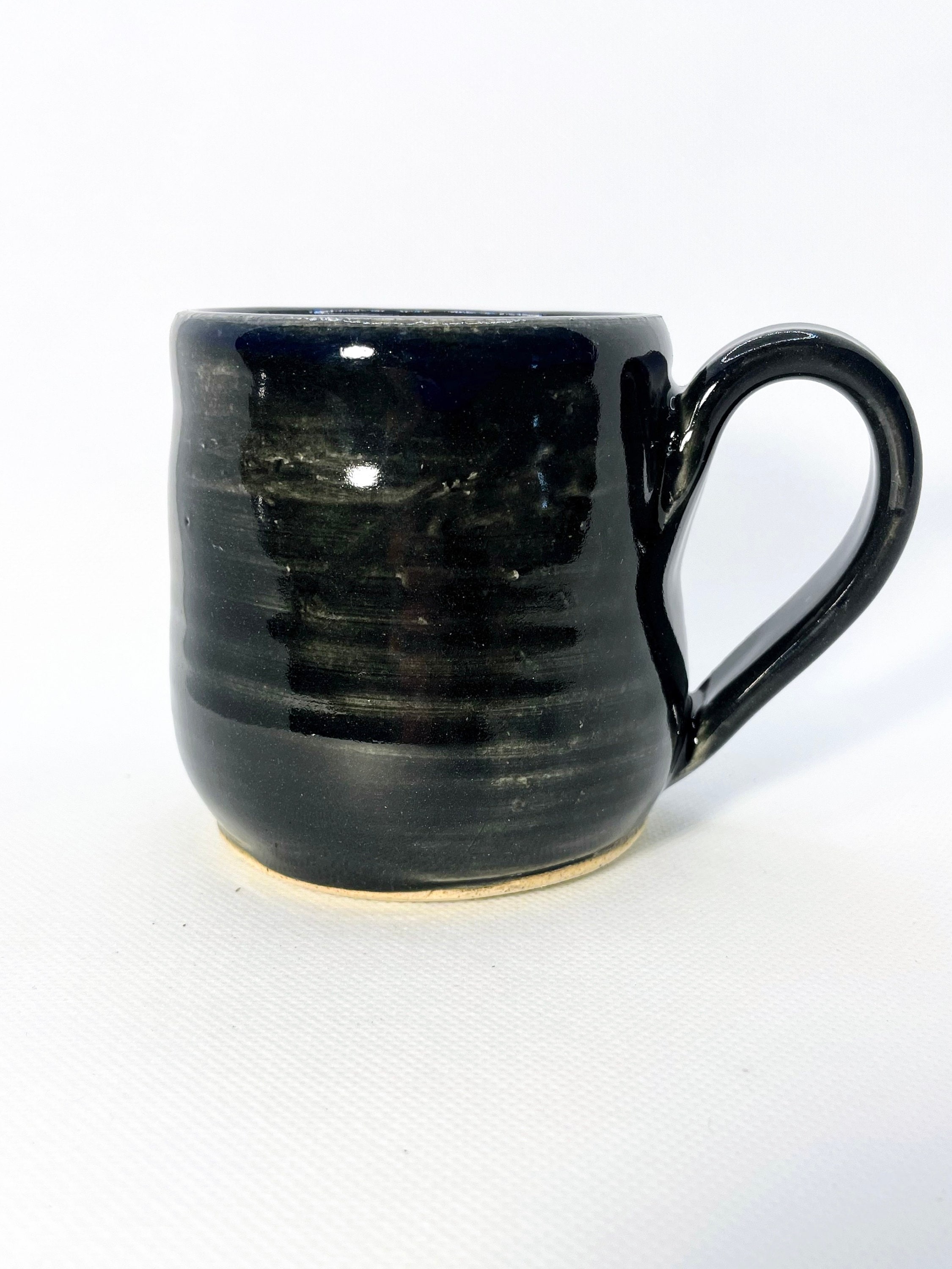 9 Oz. Moon Mug With Black Glaze and Blue Moon Handmade Pottery - Etsy