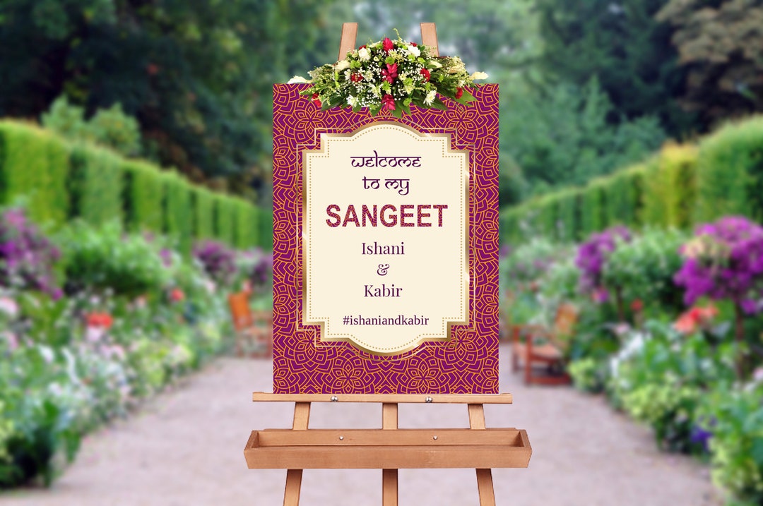 Indian Sangeet Welcome Sign, Bollywood Decor, Maiyan & Sangeet Decor ...