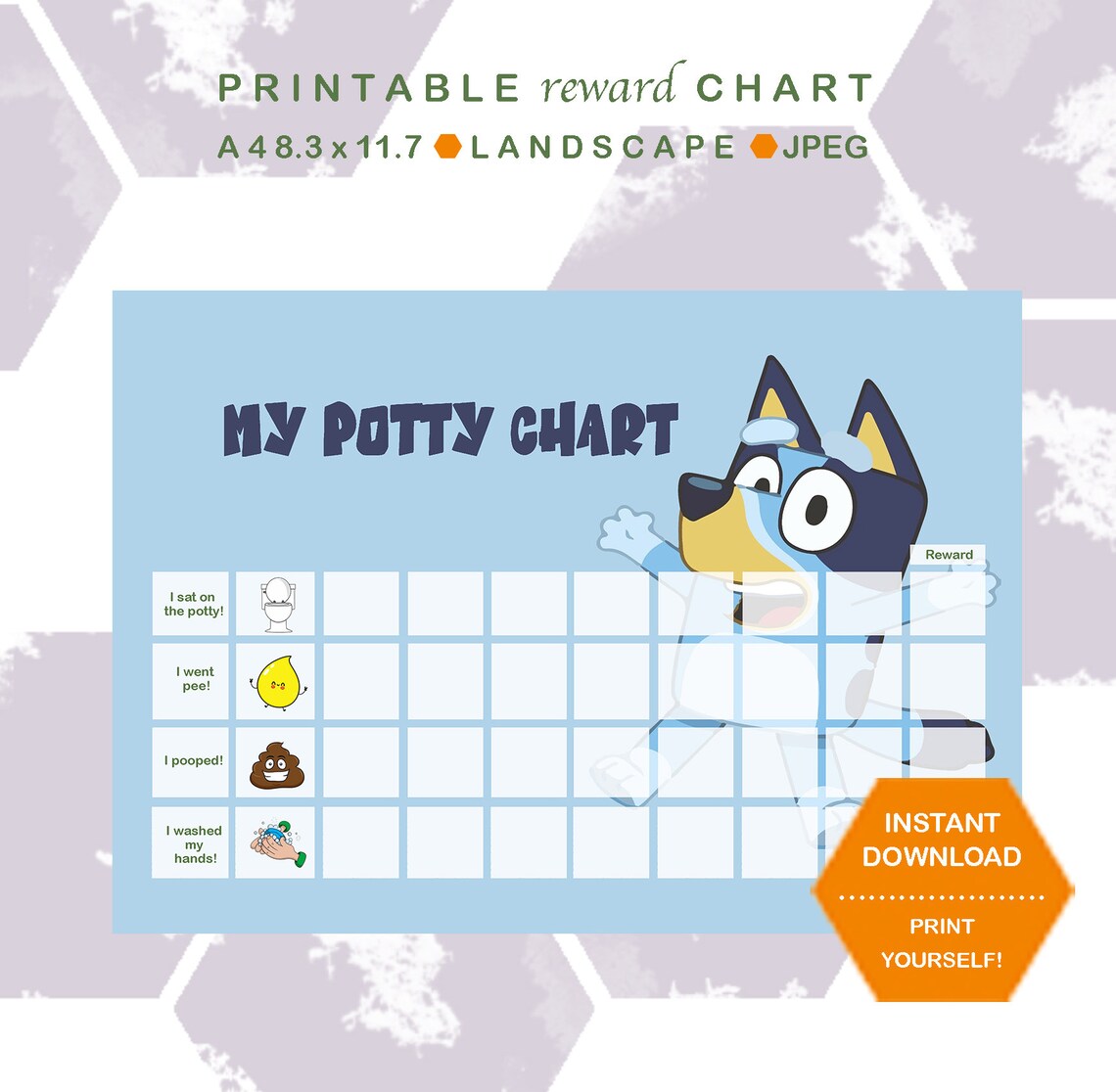 Fun, Play Full Potty Training REWARDS Chart, Dog Design to Help Your ...