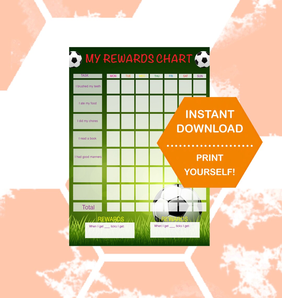 Kids Reward Chart, Pokefootball Style Tick off Chores List. Arsenal ...