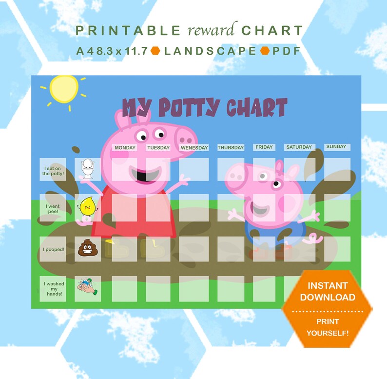 Pepper Pig & George Potty Training Rewards Chart for Girls and - Etsy