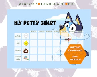 Fun, Play Full Potty Training Guide Chart, Dog Design to Help Encourage ...