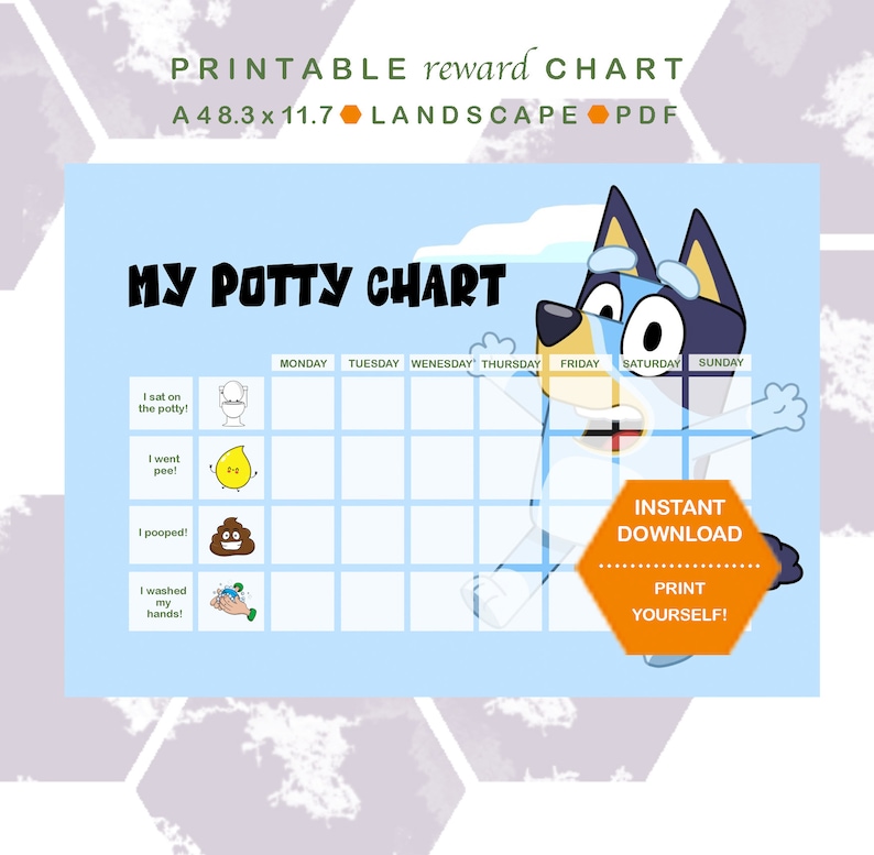 Fun, Play Full Potty Training REWARDS Chart, Dog Design to Help ...