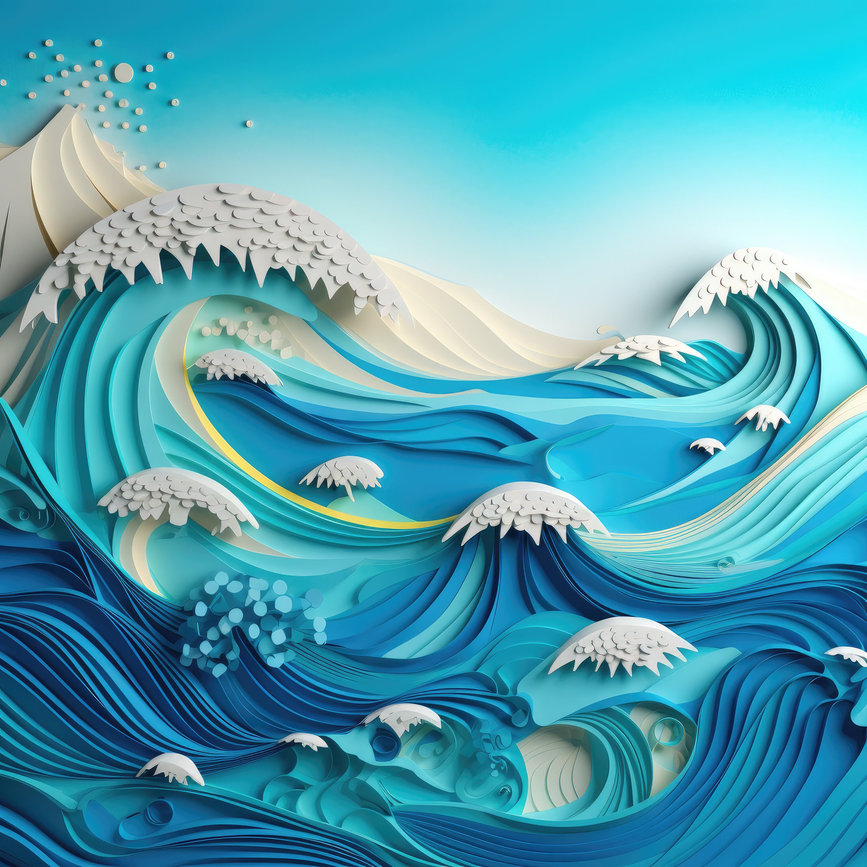 Intricate Paper Quilling-inspired Waves Digital Artwork 4 Pack - Etsy