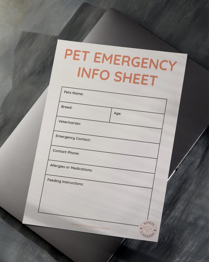 Pet Emergency Info Sheet | Printable PDF and Canva Template | Pet ...