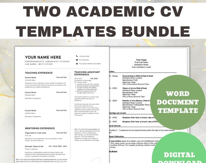 Academic CV Template | Master/phd Application | Students + Researchers ...