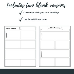 Academic Article Summary Sheet, Research Paper Template (PDF) - Etsy