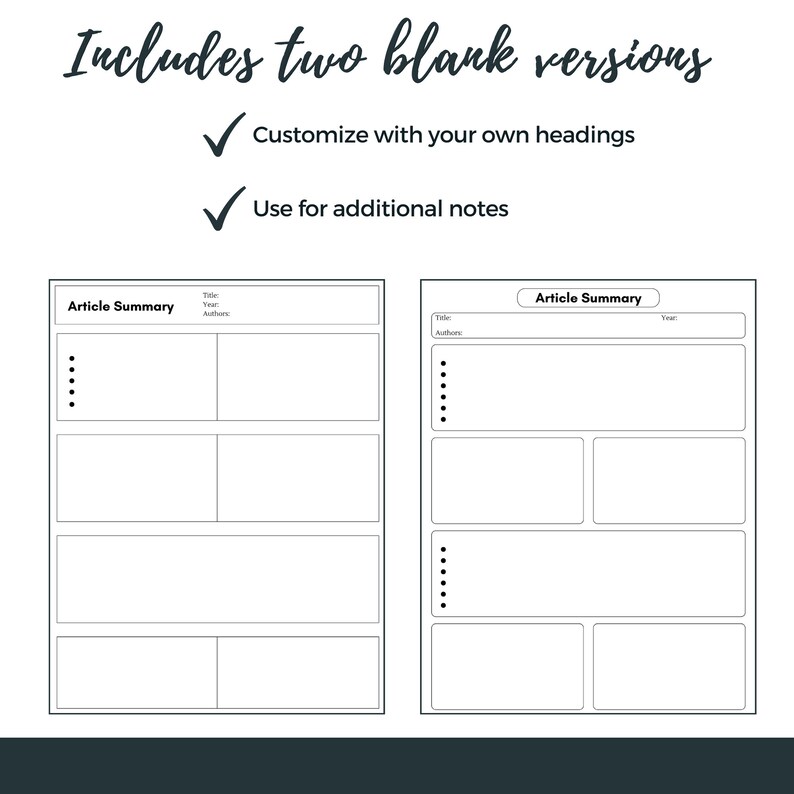 Academic Article Summary Sheet, Research Paper Template (PDF) - Etsy