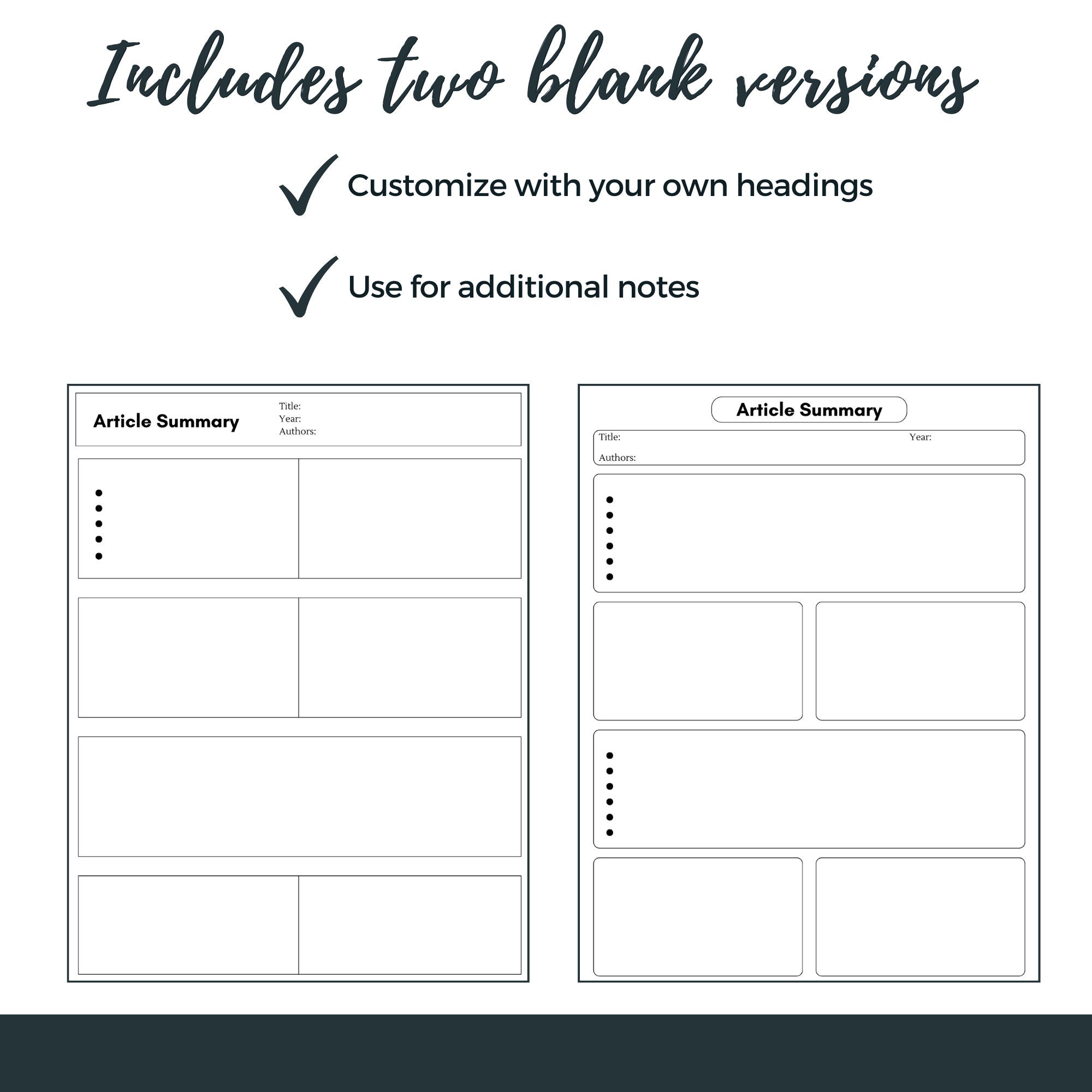 Academic Article Summary Sheet, Research Paper Template (PDF) - Etsy