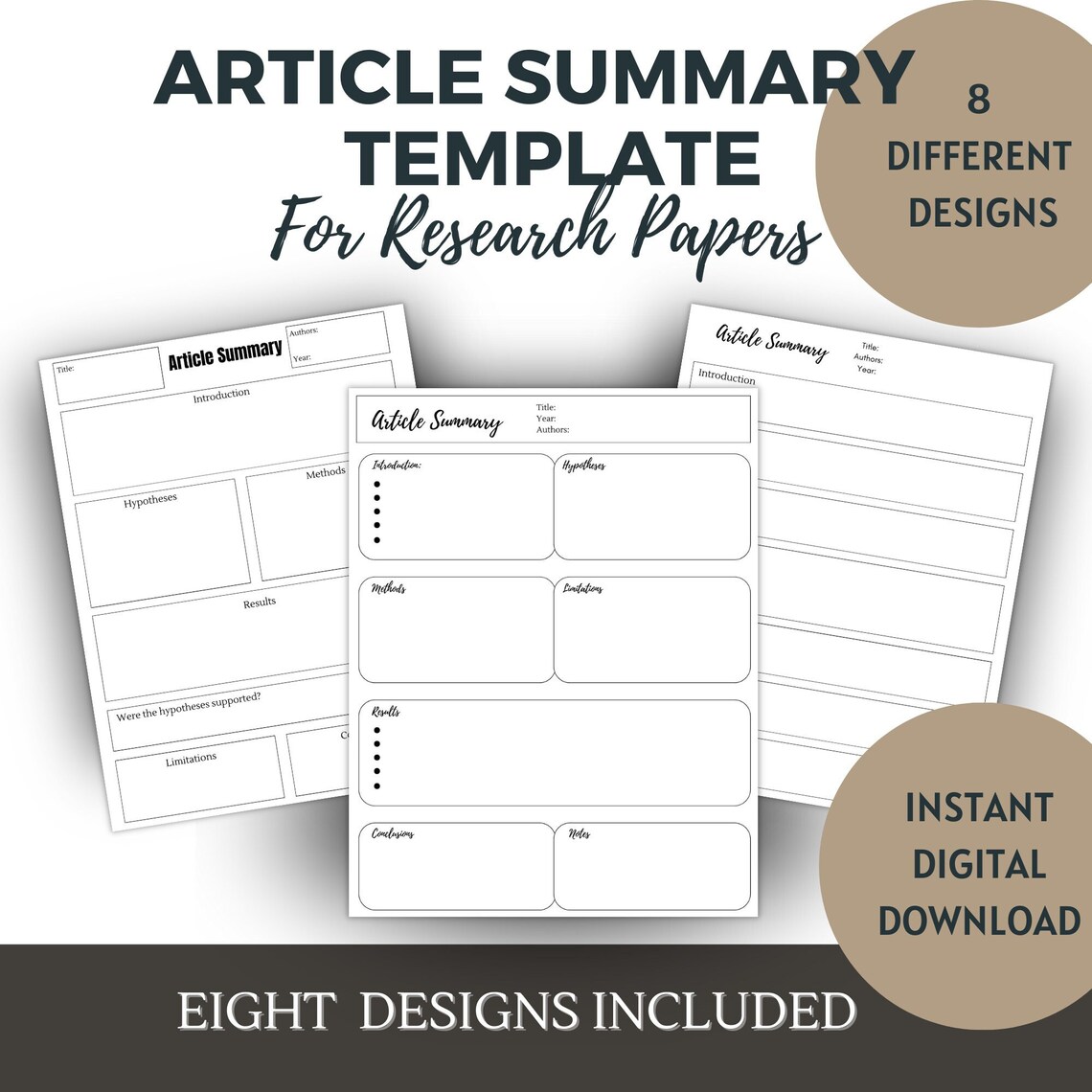 Academic Article Summary Sheet, Research Paper Organization, Literature ...