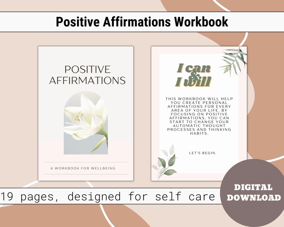 Positive Affirmations Workbook | Self Care Journal | Guided Journal for ...