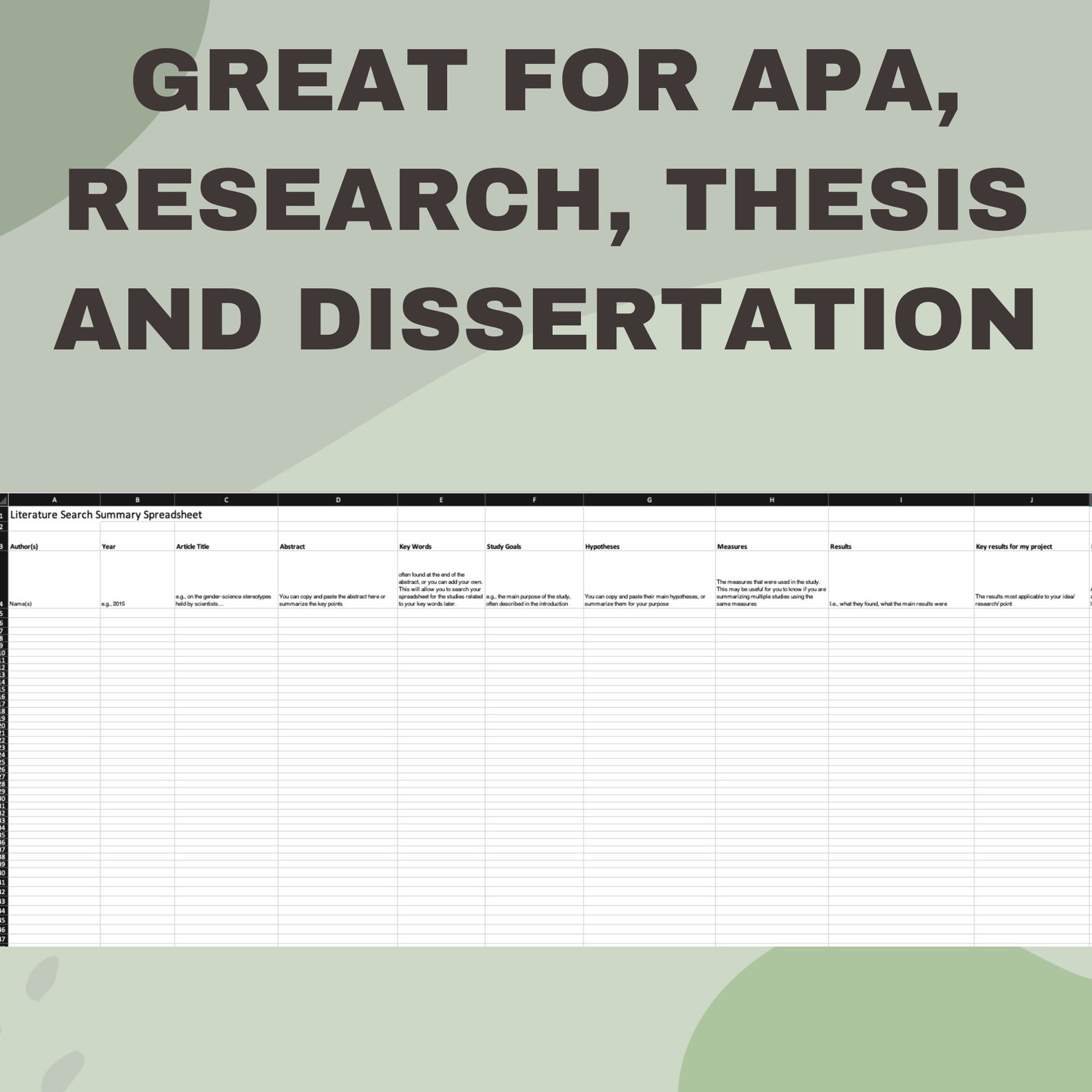 Research Literature Review Template | Paper Organization | Project ...