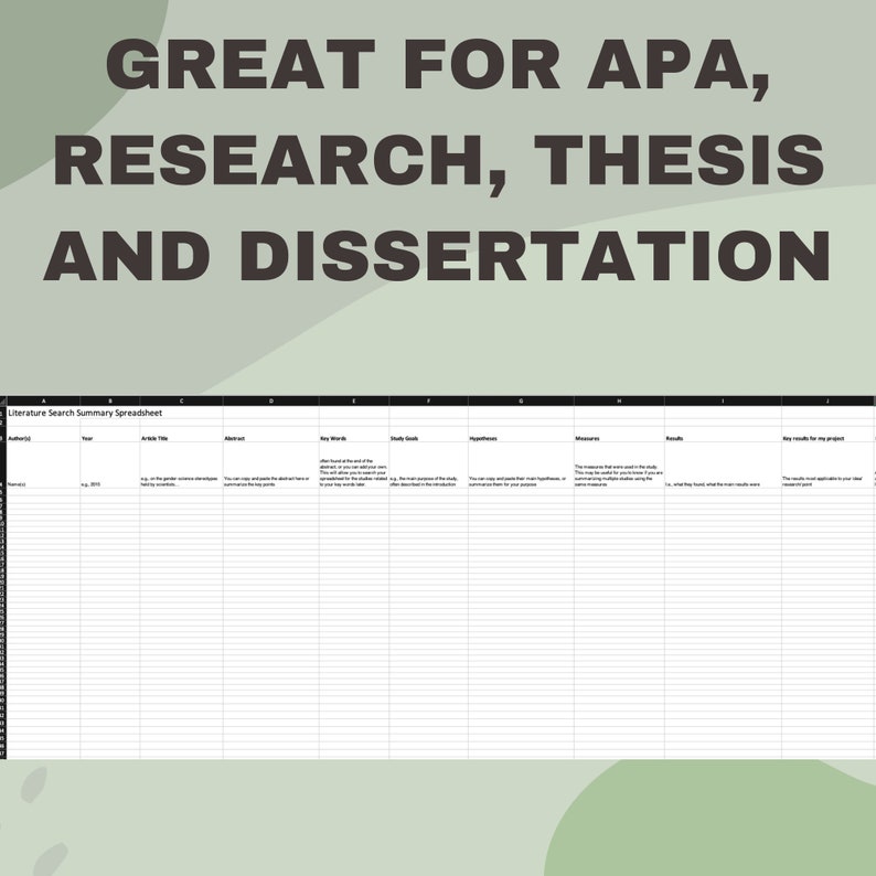 Research Literature Review Template | Paper Organization | Project ...