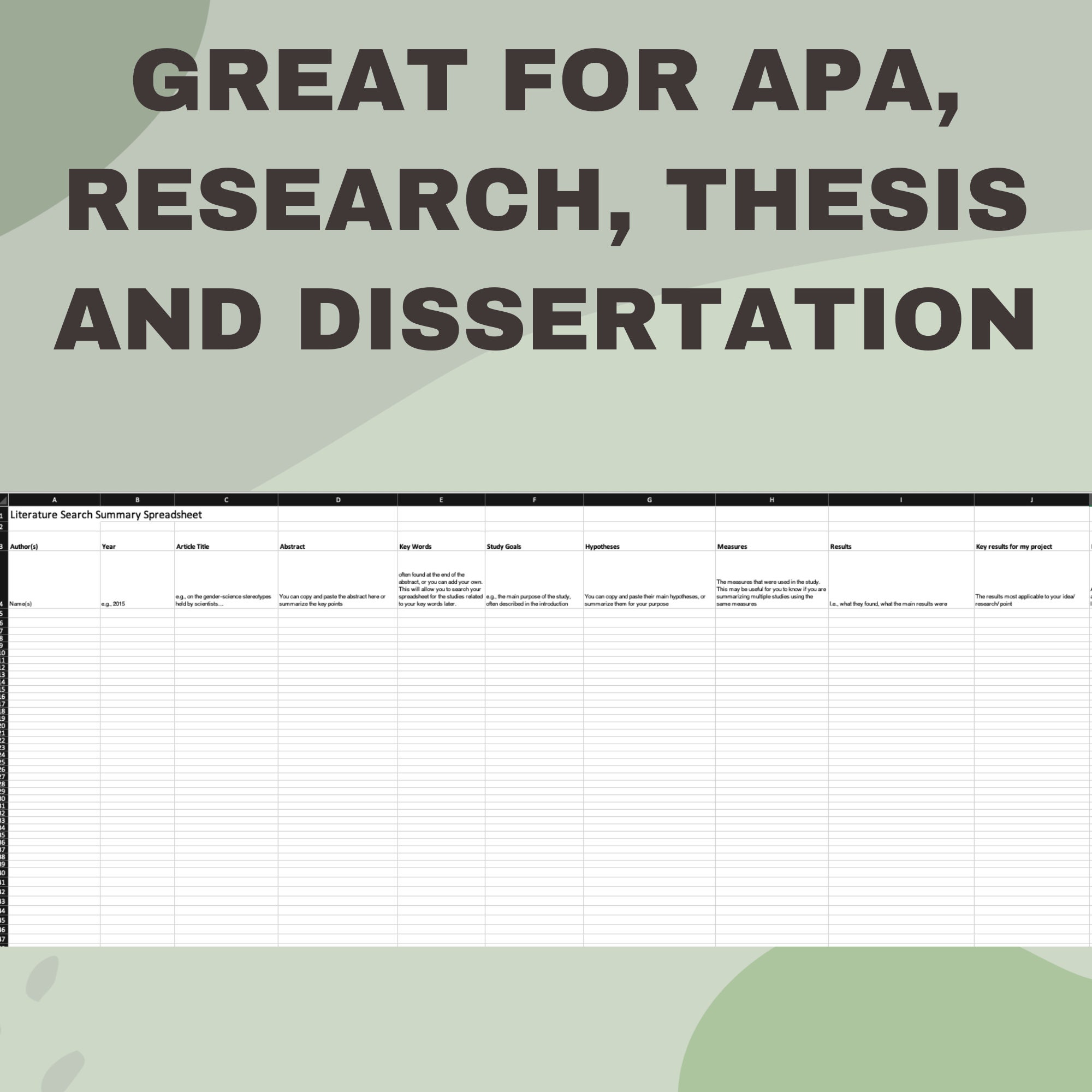 Research Literature Review Template | Paper Organization | Project Management Tool | Thesis ...