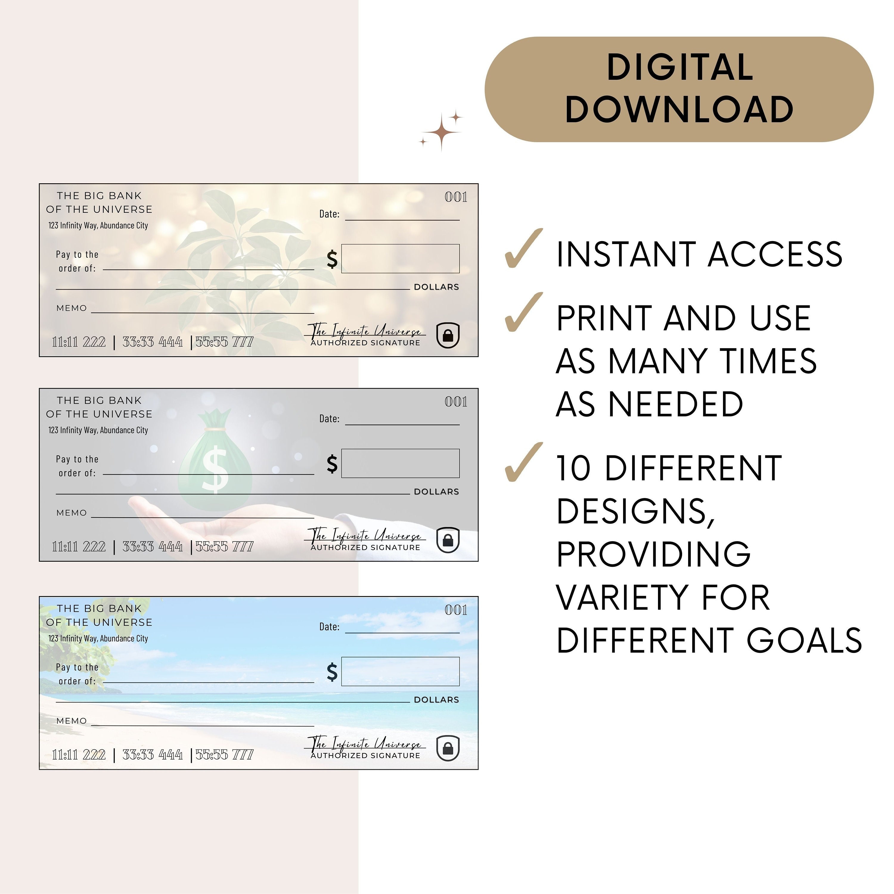 Manifestation Cheques | Vision Board Cheques | Law of Abundance Checks ...