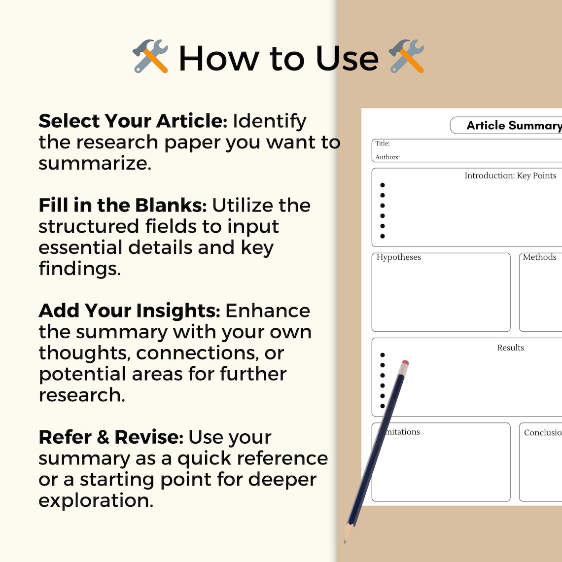 Article Summary Sheet, Academic Research Paper Organization, Printable ...