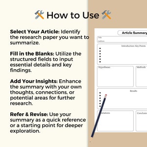 Article Summary Sheet, Academic Research Paper Organization, Printable ...