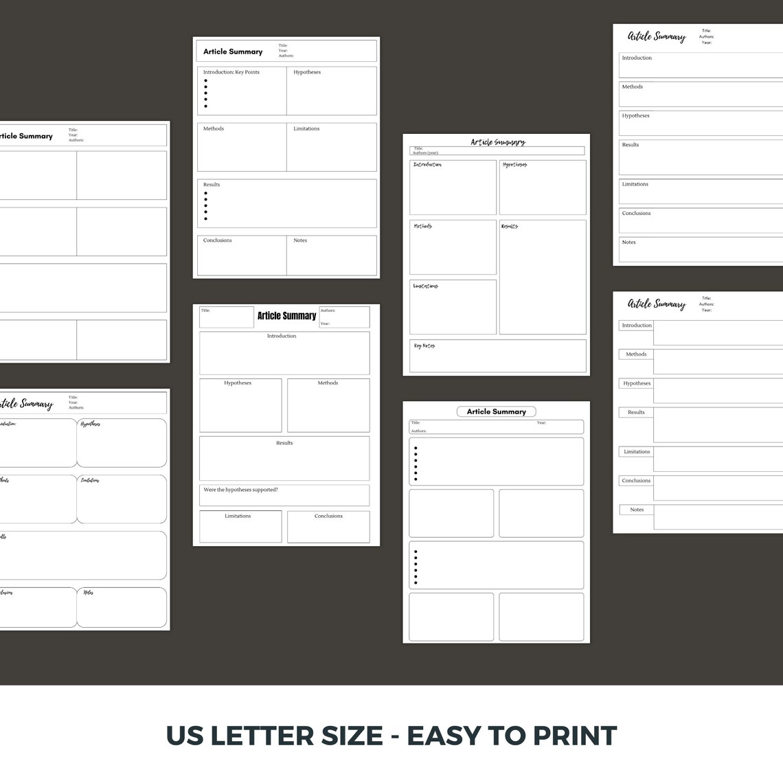 Academic Article Summary Sheet, Research Paper Template (PDF) - Etsy