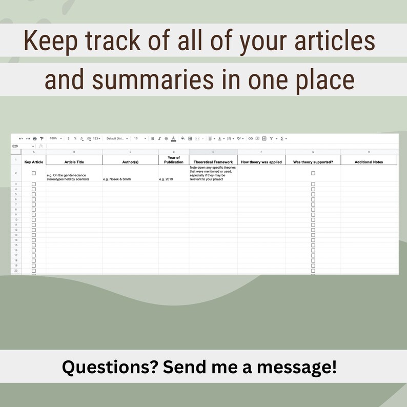 Literature Review Template | Google Sheets for Academic Research ...