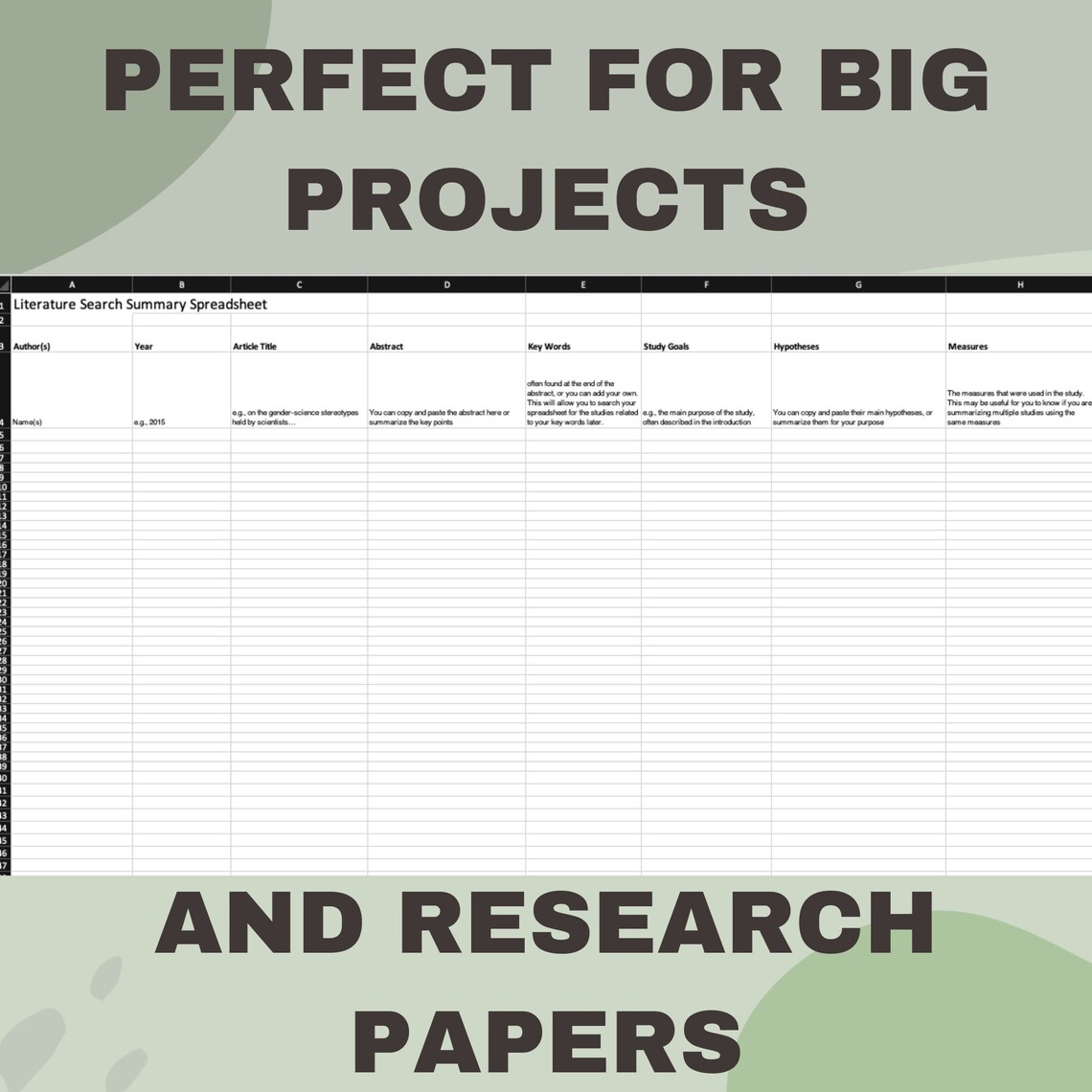Research Literature Review Template | Paper Organization | Project ...