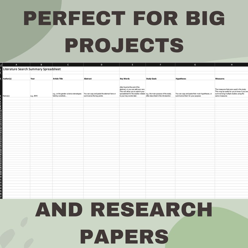 Research Literature Review Template | Paper Organization | Project ...
