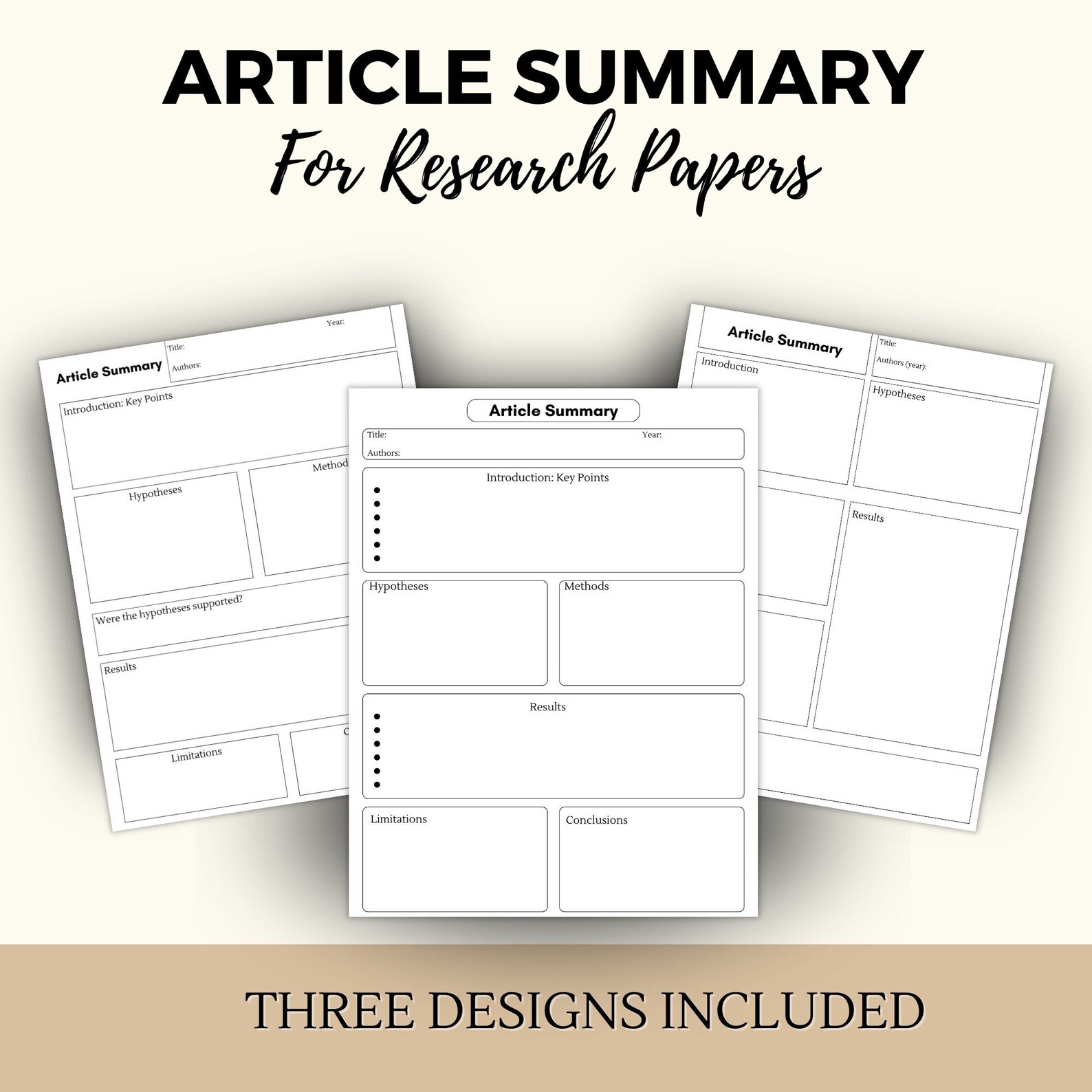 Article Summary Sheet, Academic Research Paper Organization, Printable ...