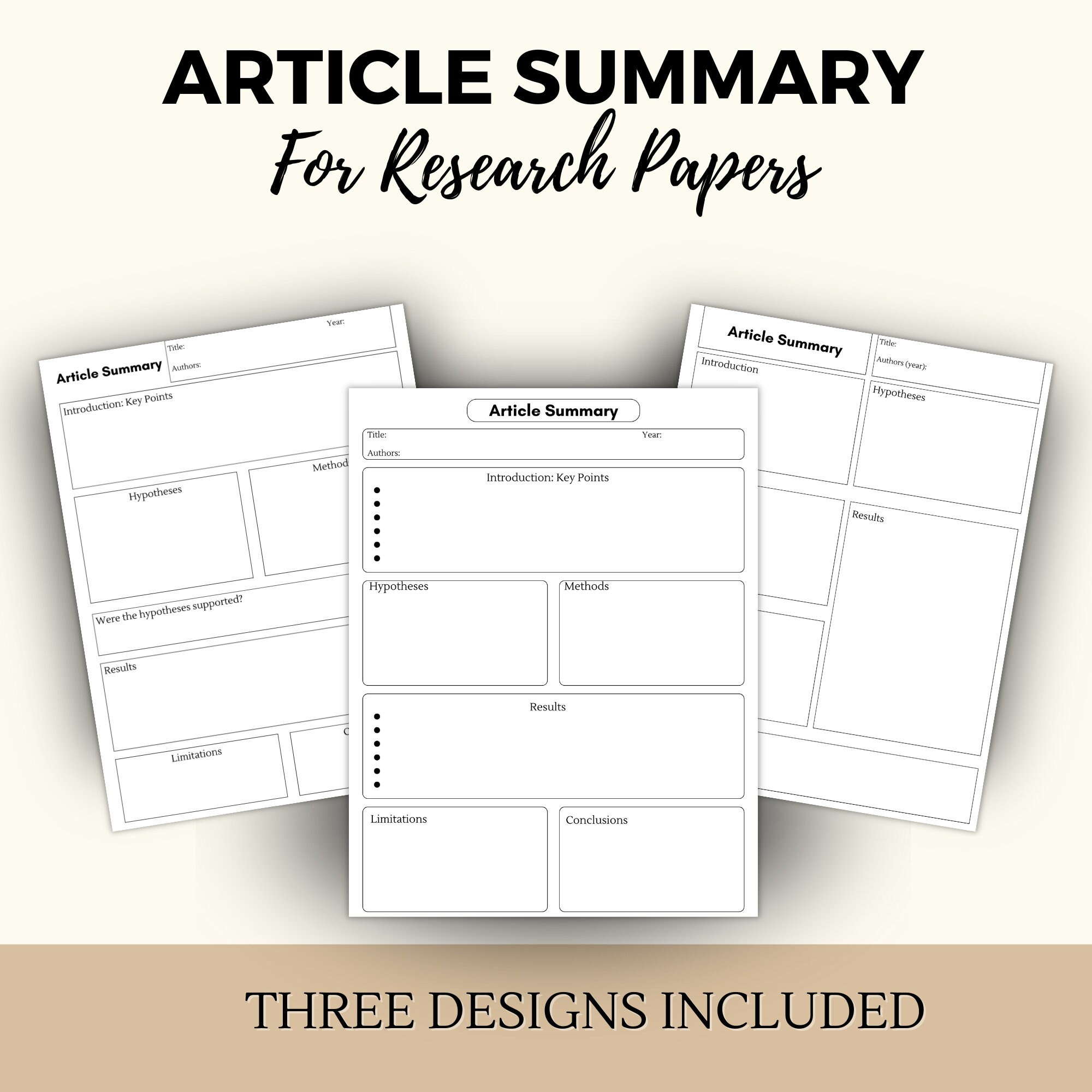 Article Summary Sheet, Academic Research Paper Organization, Printable ...