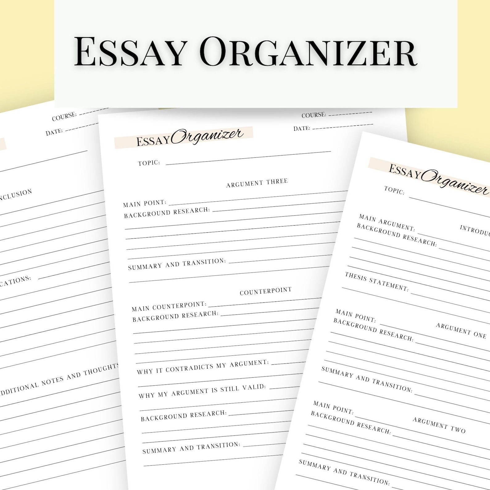 Essay Planner, Digital Essay Organizer, Essay Writing Template ...