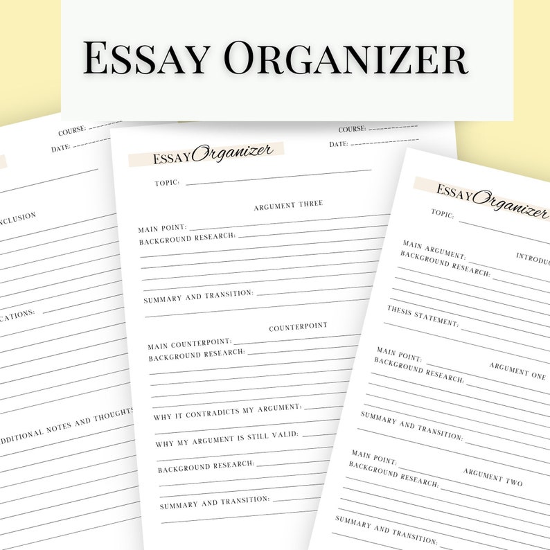 Essay Planner, Digital Essay Organizer, Essay Writing Template ...