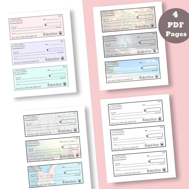 Manifestation Cheques | Vision Board Cheques | Law of Abundance Checks ...