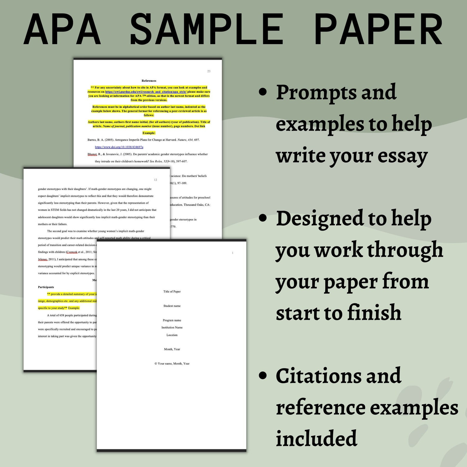APA 7th Edition Sample Student Thesis Paper Template, Graduate School ...