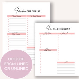 Intention Checklist, Digital Goal Setting, Selfcare Intention Setting ...