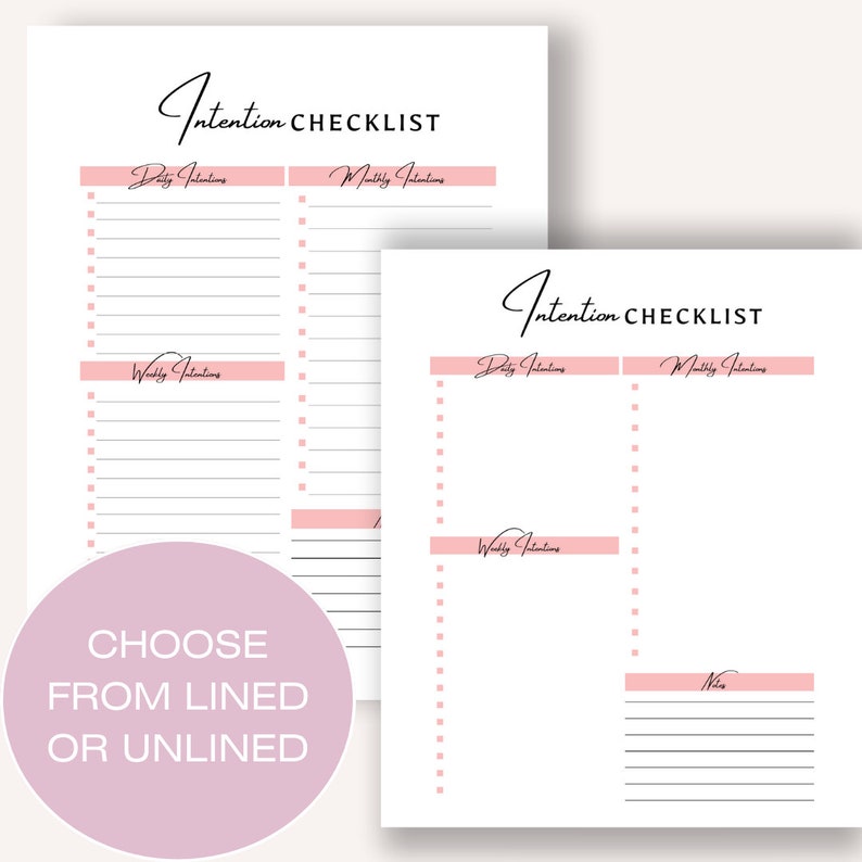 Intention Checklist, Digital Goal Setting, Selfcare Intention Setting ...