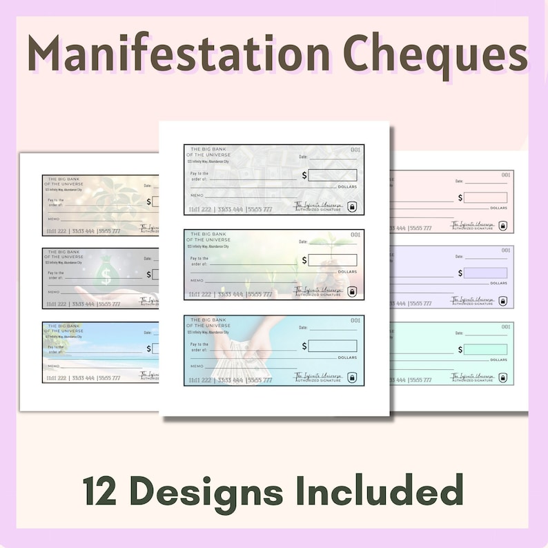 Manifestation Cheques | Vision Board Cheques | Law of Abundance Checks ...