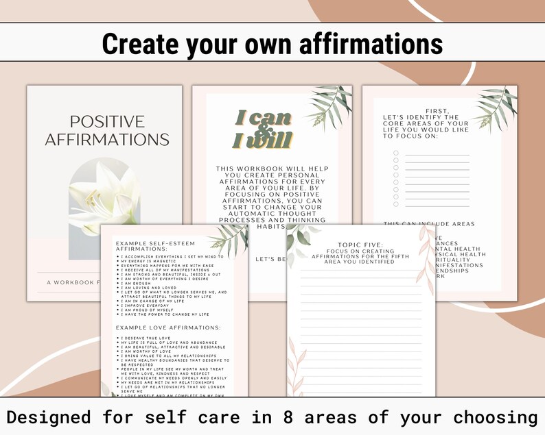 Positive Affirmations Workbook Self Care Journal Guided - Etsy