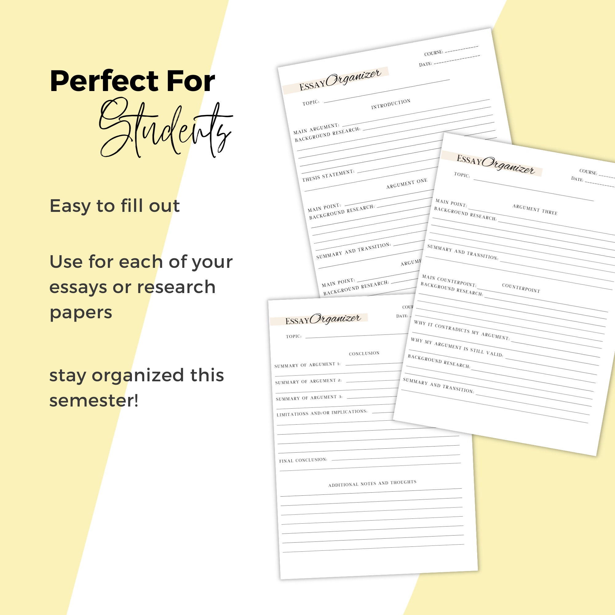 Essay Planner, Digital Essay Organizer, Essay Writing Template ...