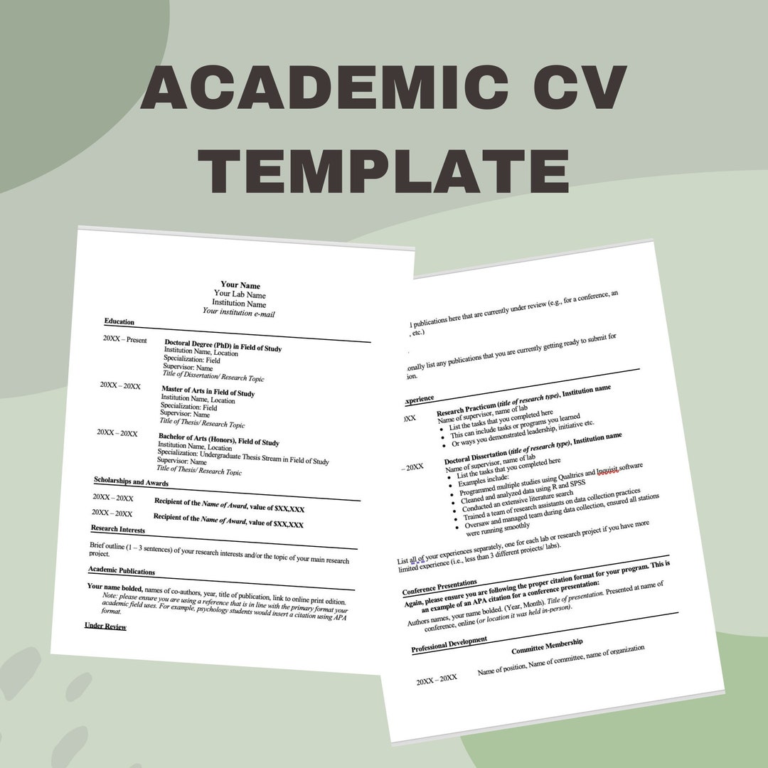 Minimalist Academic CV Template | Simple Academic Curriculum Vitae ...