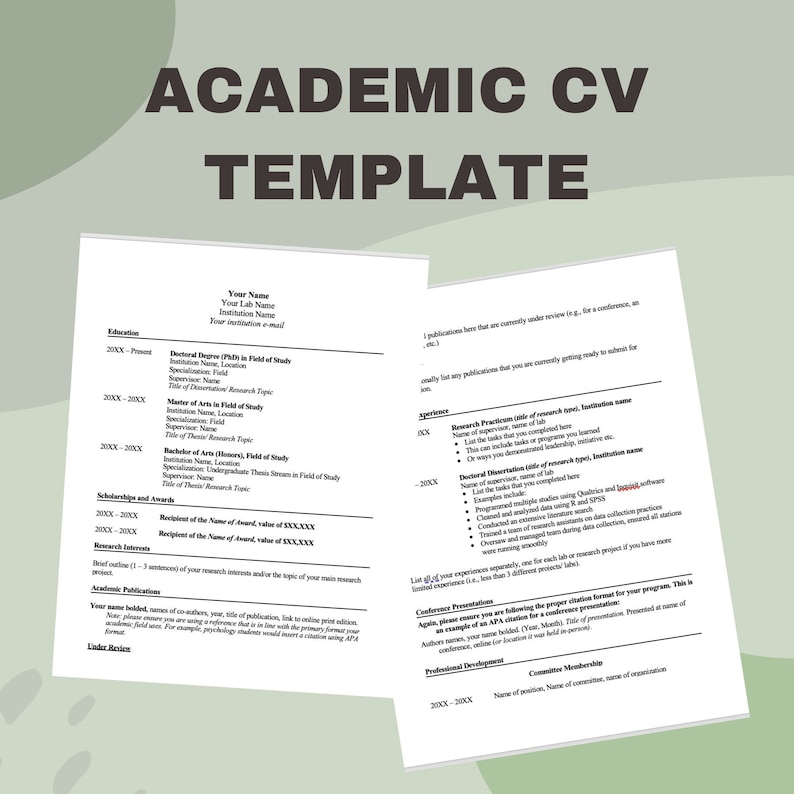 Minimalist Academic CV Template | Simple Academic Curriculum Vitae | Undergraduate, Graduate ...