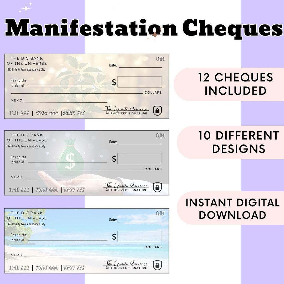 Manifestation Cheques | Vision Board Cheques | Law of Abundance Checks ...