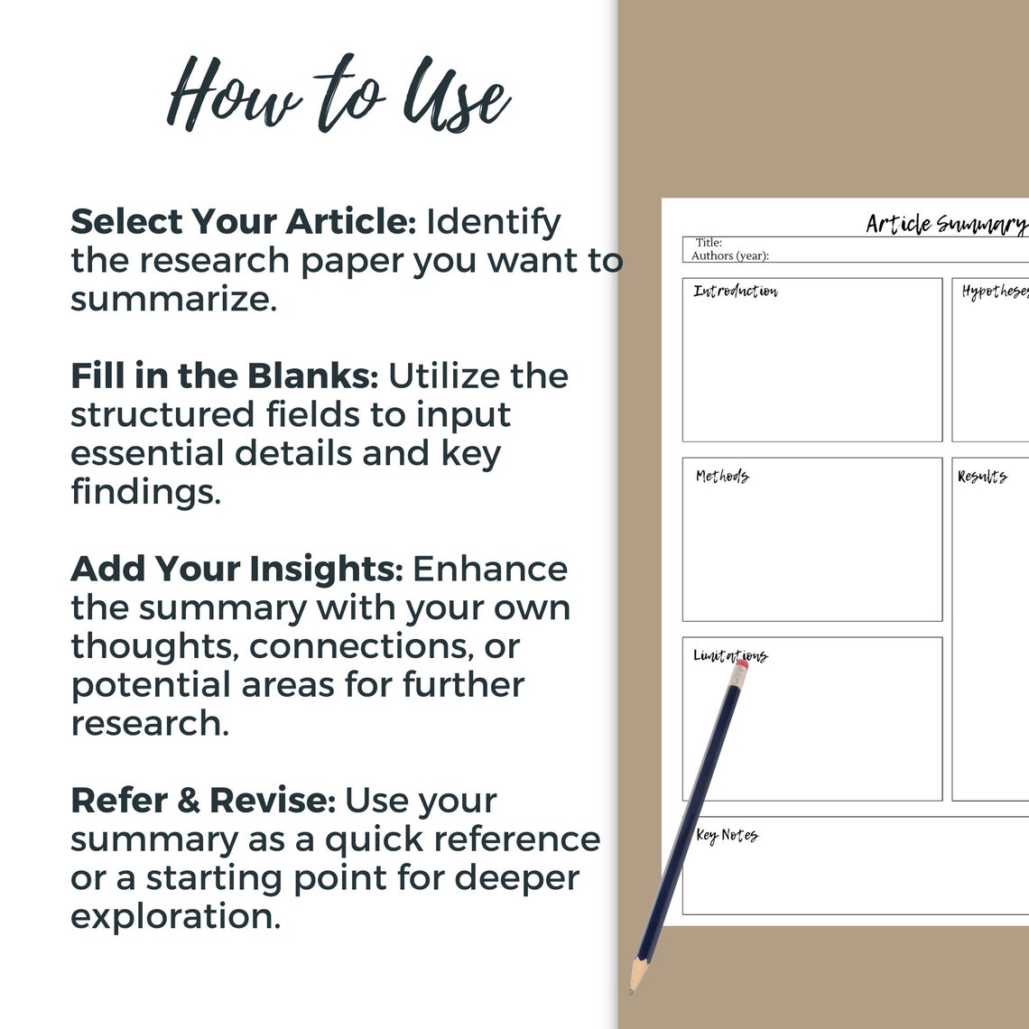 Academic Article Summary Sheet, Research Paper Template (PDF) - Etsy