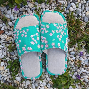 Cinnamon Summer Slippers, Linen Slippers, Indoor Linen Slippers, Summer ...