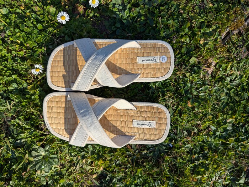 Linen Seagrass Slippers With Cinnamon Aroma, Men Slippers - Handmade ...