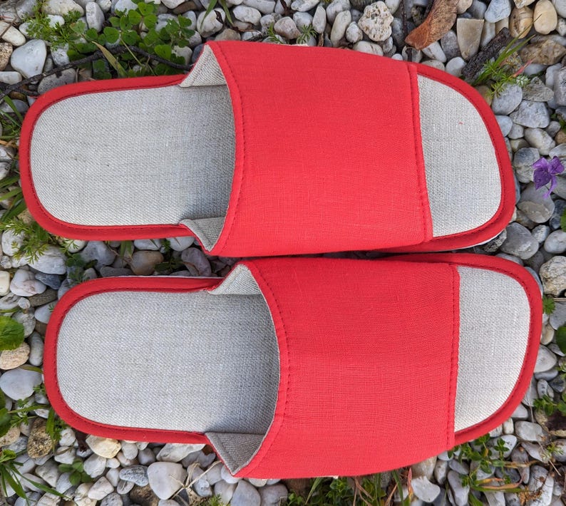 Cinnamon Summer Slippers, Linen Slippers, Indoor Linen Slippers, Summer ...