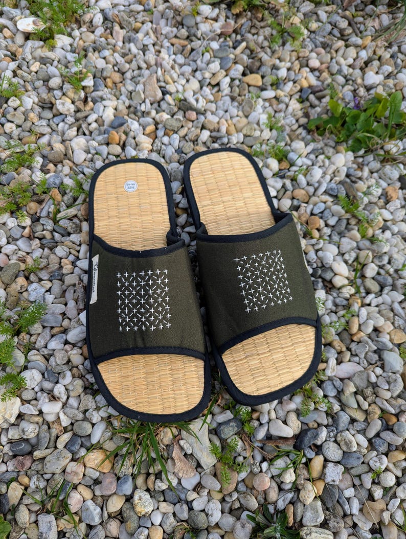 Linen Seagrass Slippers With Cinnamon Aroma, Men Slippers - Handmade ...
