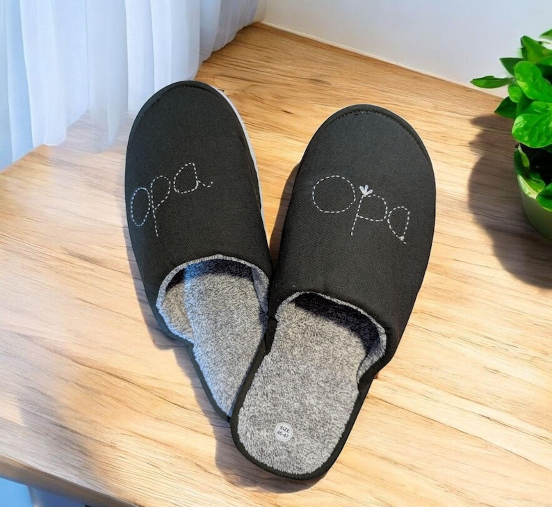 Custom Embroidered Bamboo Slippers With Cinnamon - Linen Winter ...